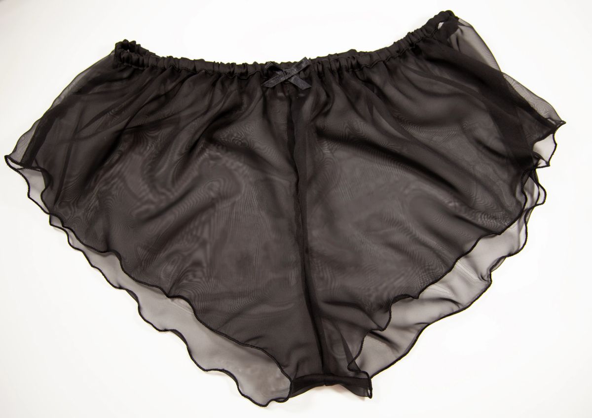 Sheer Chiffon French Knickers - Black